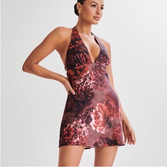 Meshki | Dresses | Meshki Floral Halter Mini Dress | Poshmark